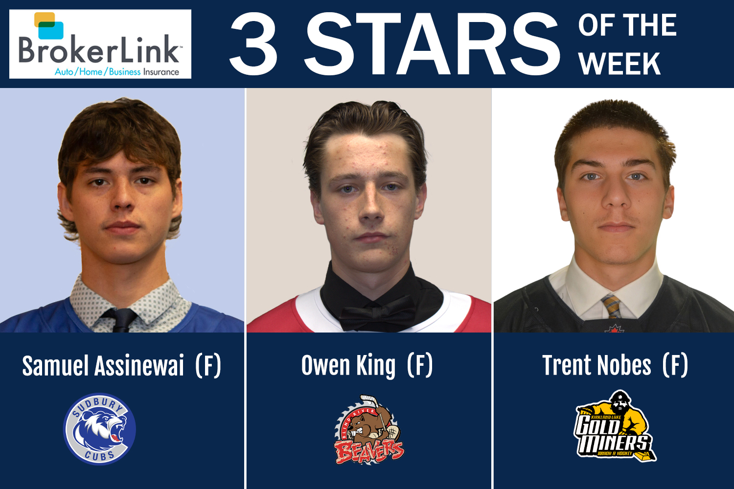NOJHL names its BrokerLink Insurance 3 Stars of the Week | NOJHL League ...
