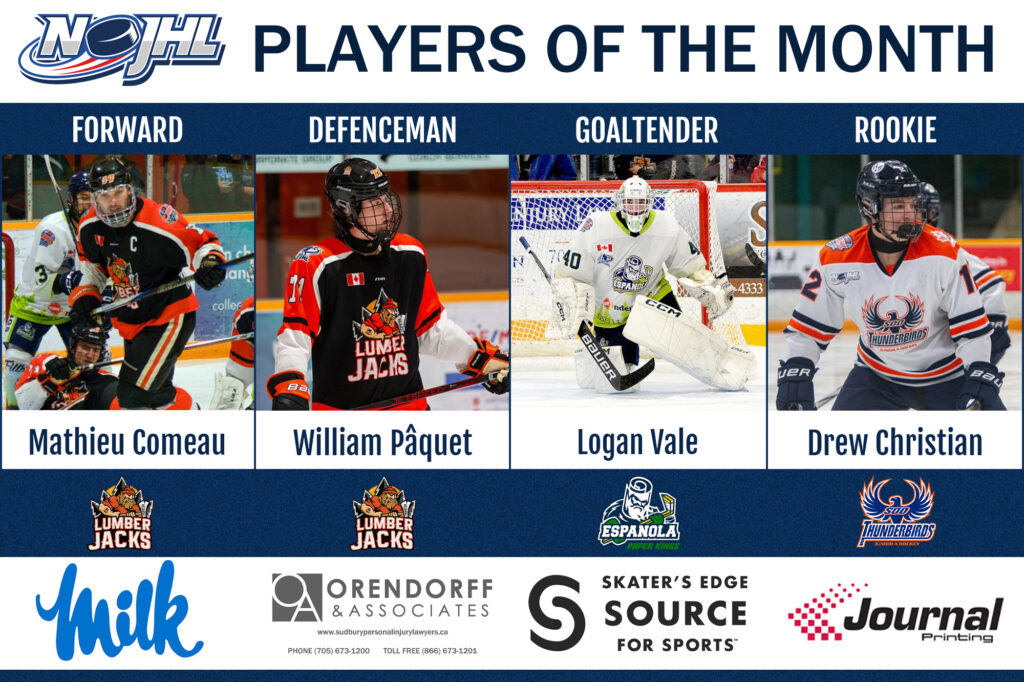 NOJHL names its October Players of the Month | NOJHL League Site